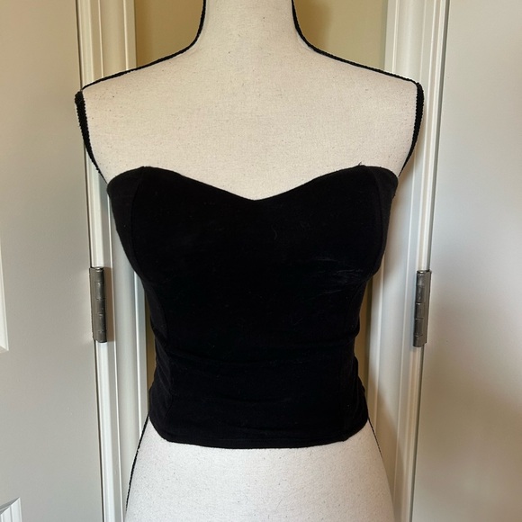 Tops | Elegant Black Strapless Tube Top With Cut Outs | Poshmark